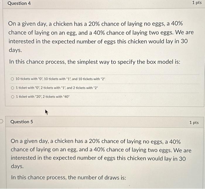 Solved On a given day, a chicken has a 20% chance of laying | Chegg.com
