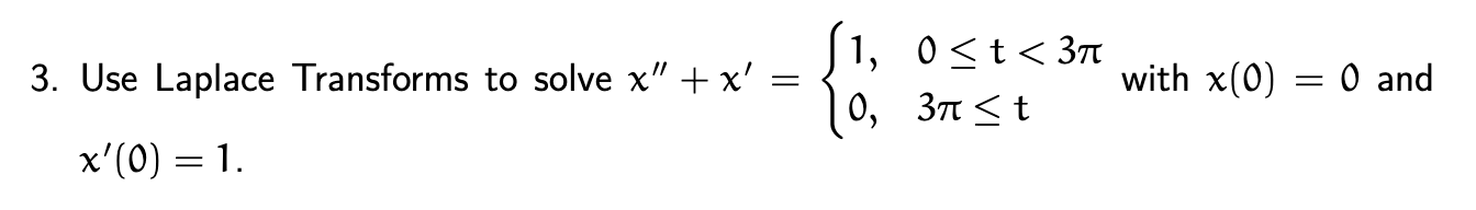 Solved Use Laplace Transforms to ﻿solve | Chegg.com