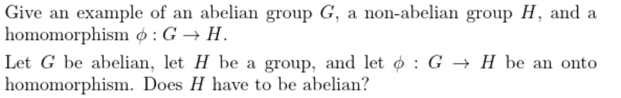 Solved a) ﻿Give an example of an abelian group G, ﻿a | Chegg.com