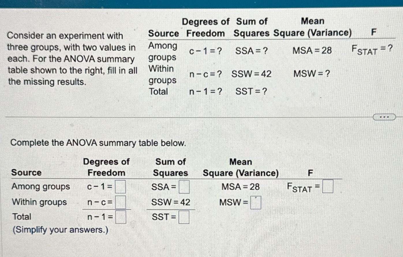 Solved \table[[\table[[Consider an experiment with],[three | Chegg.com