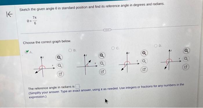 Solved Sketch the given angle θ in standard position and | Chegg.com