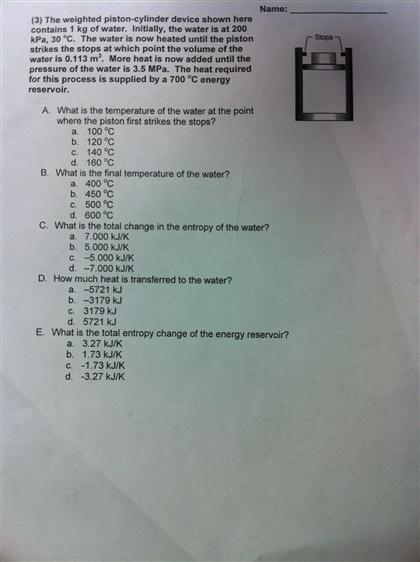 Solved The weighted piston - cylinder device shown here | Chegg.com