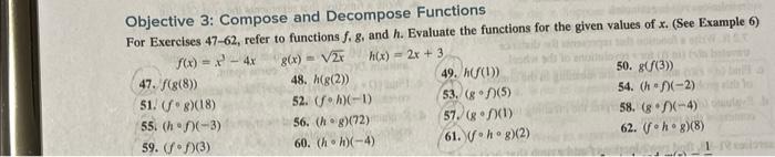 Solved Objective 3: Compose and Decompose Functions For | Chegg.com