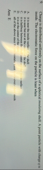 Solved Charge is distributed uniformly on the surface of a | Chegg.com