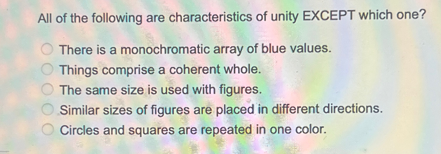 Solved All of the following are characteristics of unity | Chegg.com
