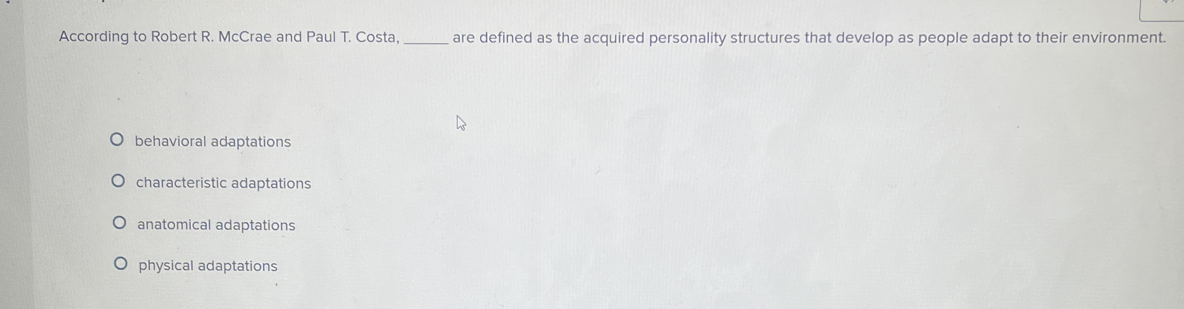 High Quality SOLUTION According to Robert R. ﻿McCrae and Paul T. ﻿Costa ...