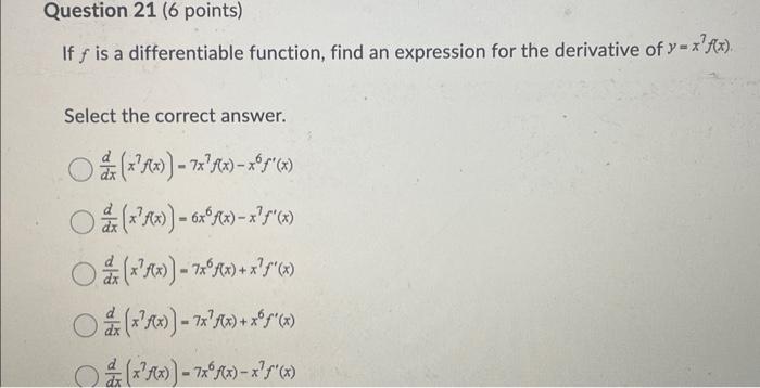 Solved If f is a differentiable function, find an expression | Chegg.com