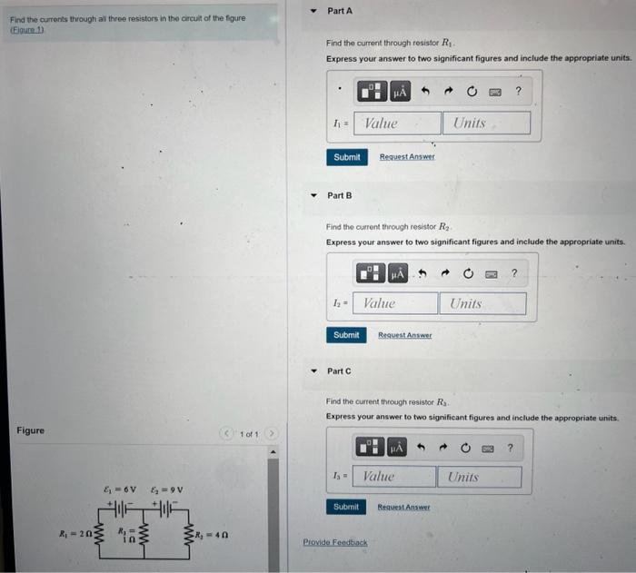 Solved Find the currents through al three resistors in the | Chegg.com