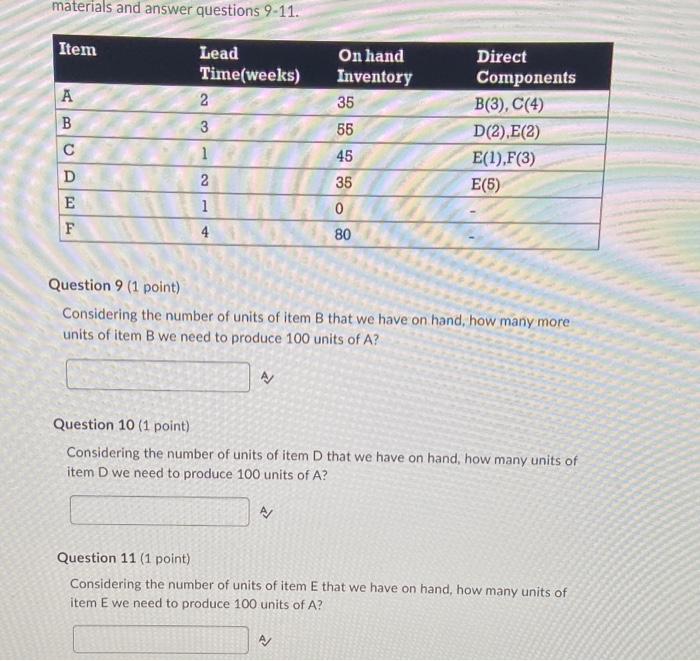 Solved materials and answer questions 9-11. Question 9 (1 | Chegg.com