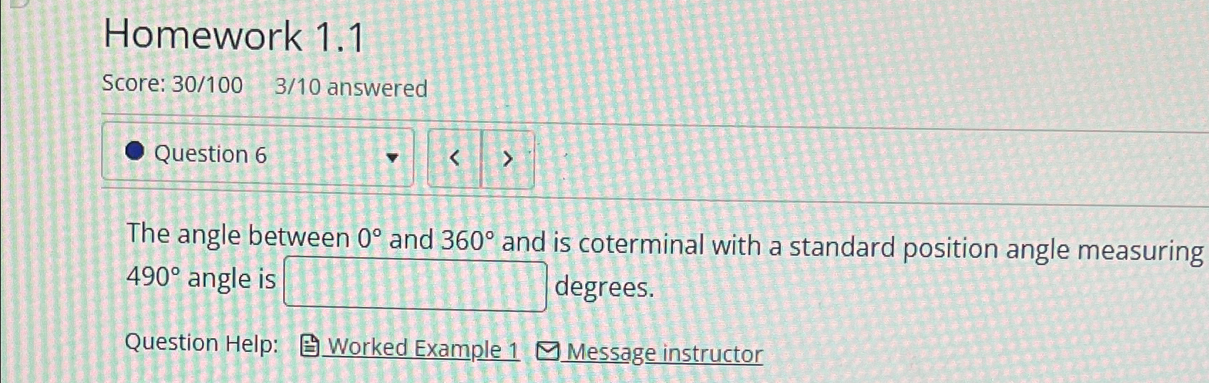 Solved Homework 1.1Score: 30/100310 ﻿answeredQuestion 6The | Chegg.com