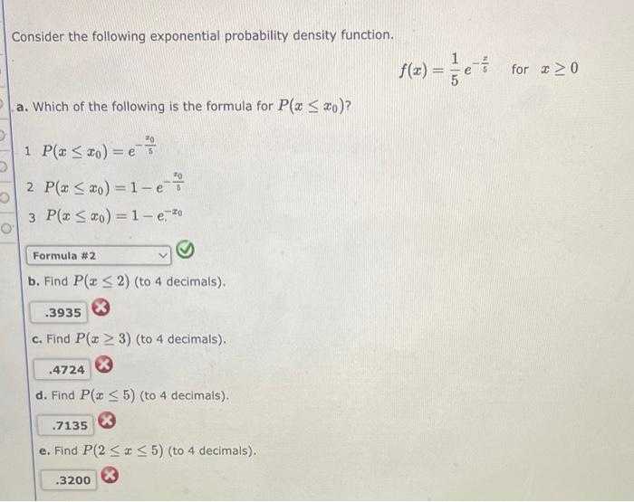 Solved Consider the following exponential probability | Chegg.com