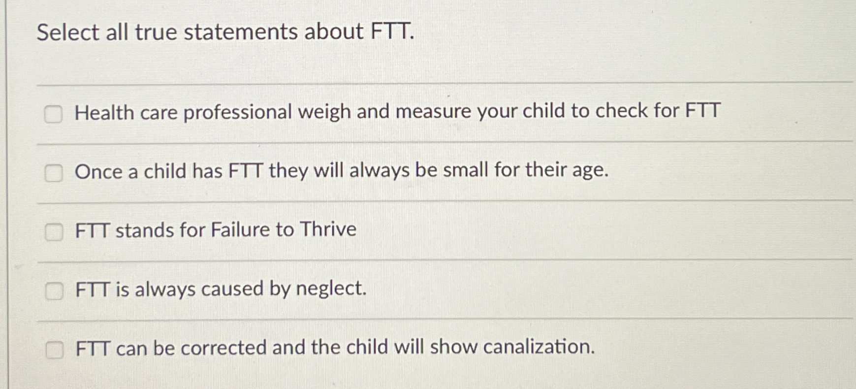 Solved Select all true statements about FTT.Health care | Chegg.com