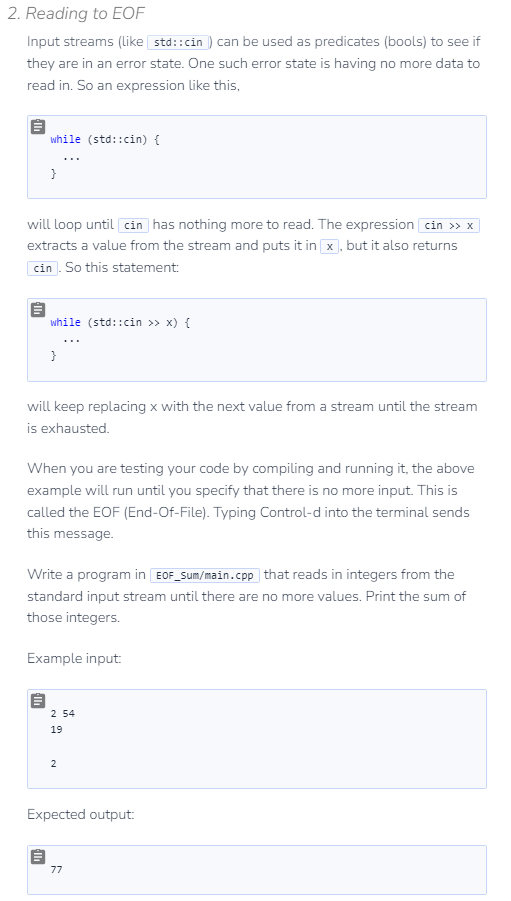 Solved (In c++) ﻿ Reading to EOFInput streams (like std::cin | Chegg.com