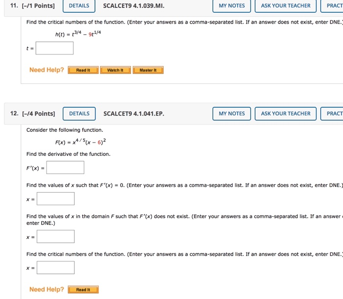 Solved PRACT 11. [-/1 Points) DETAILS SCALCET9 4.1.039.MI. | Chegg.com