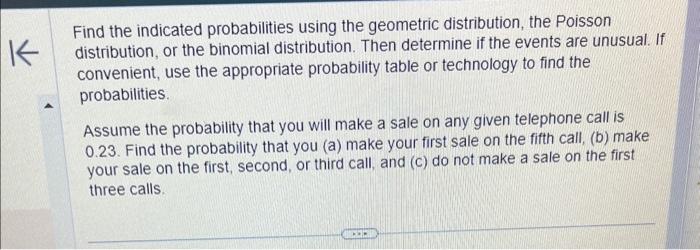 Solved Find the indicated probabilities using the geometric | Chegg.com