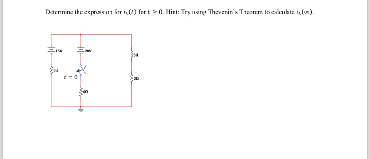 Solved Determine the expression for iL(t) ﻿for t≥0. ﻿Hint: | Chegg.com