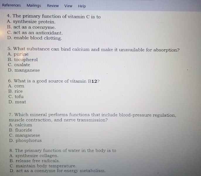 Solved ReferencesMailingsReviewViewHelp4. ﻿The primary | Chegg.com