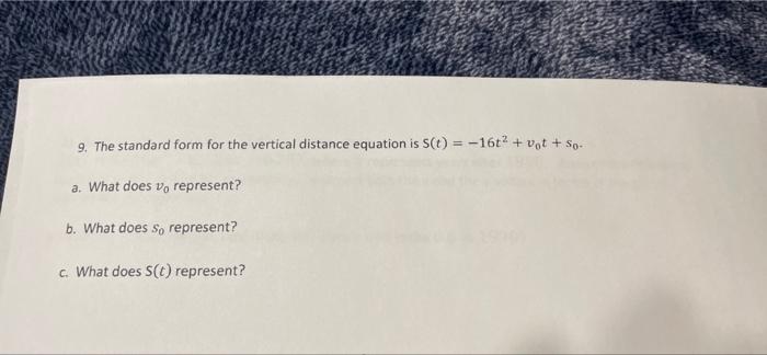 Solved 9. The standard form for the vertical distance | Chegg.com