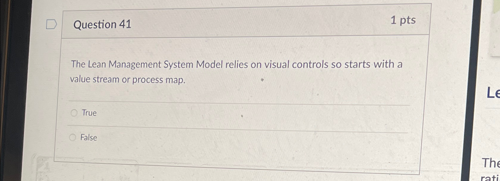 Solved Question 411ptsThe Lean Management System Model | Chegg.com