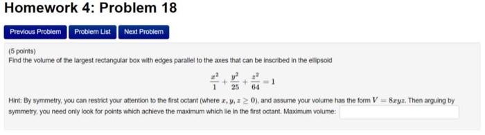 Solved Homework 4 Problem 18 Previous Problem Problem List 7153