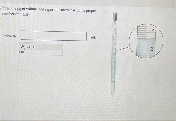 Solved Read the pipet volume and report the answer with the | Chegg.com