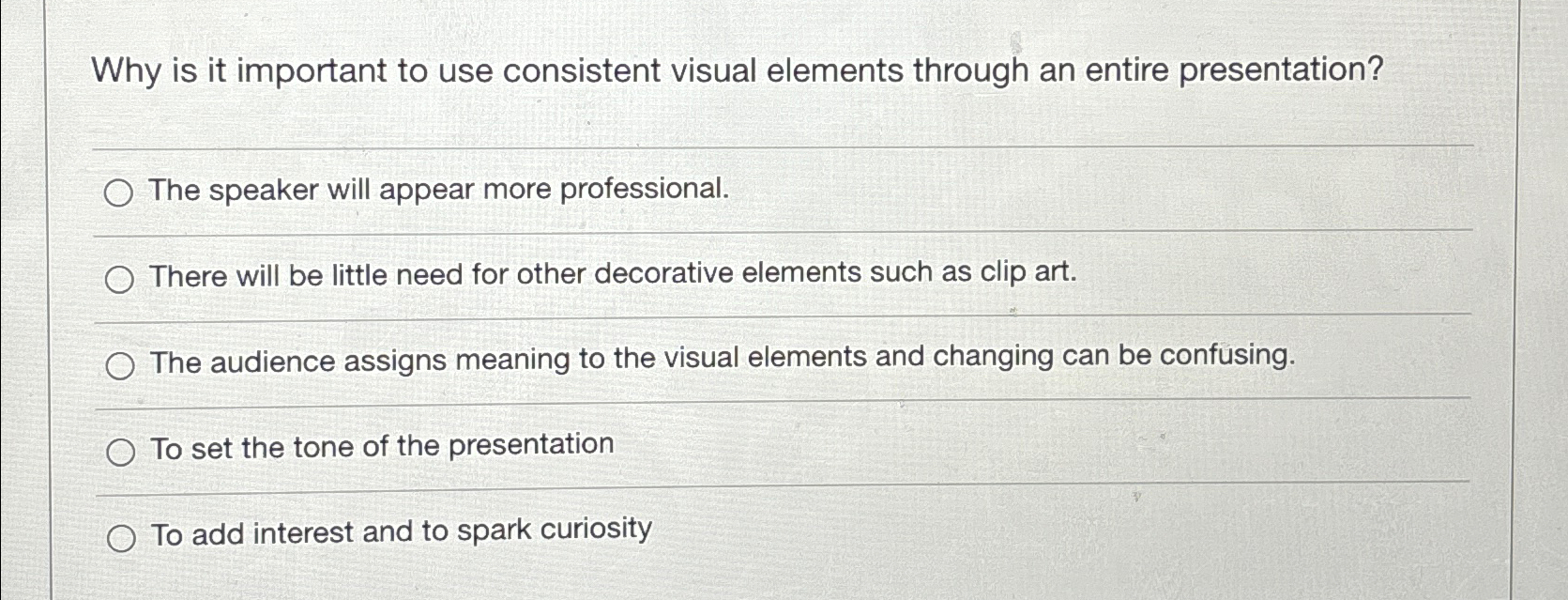 Solved Why is it important to use consistent visual elements | Chegg.com