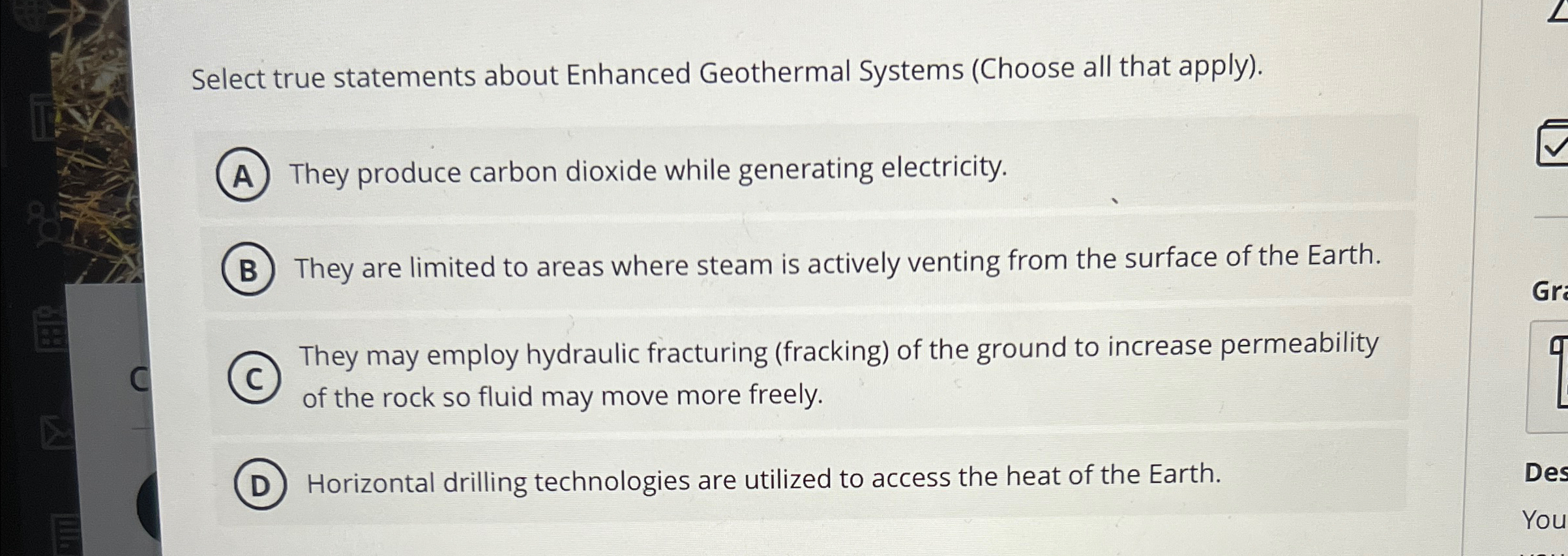 Solved Select true statements about Enhanced Geothermal | Chegg.com