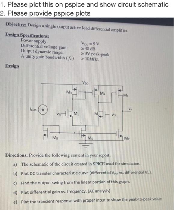 1. Please plot this on pspice and show circuit | Chegg.com