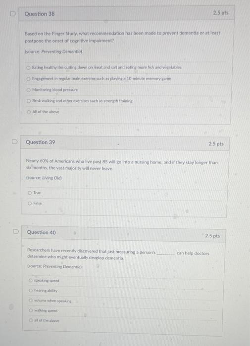 Question 38 2.5 pts Based on the Finger Study, what | Chegg.com