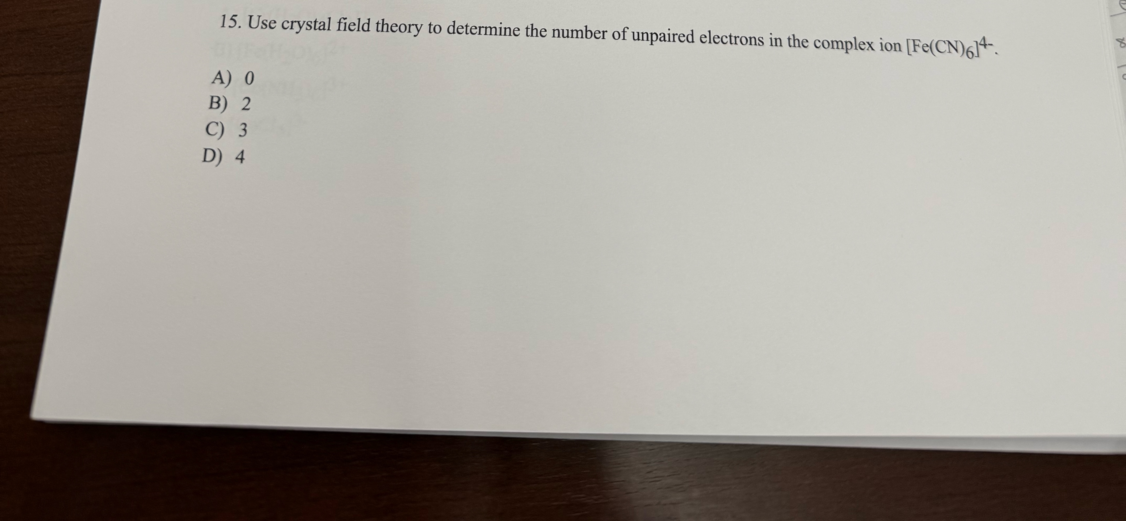 Solved Use crystal field theory to determine the number of | Chegg.com