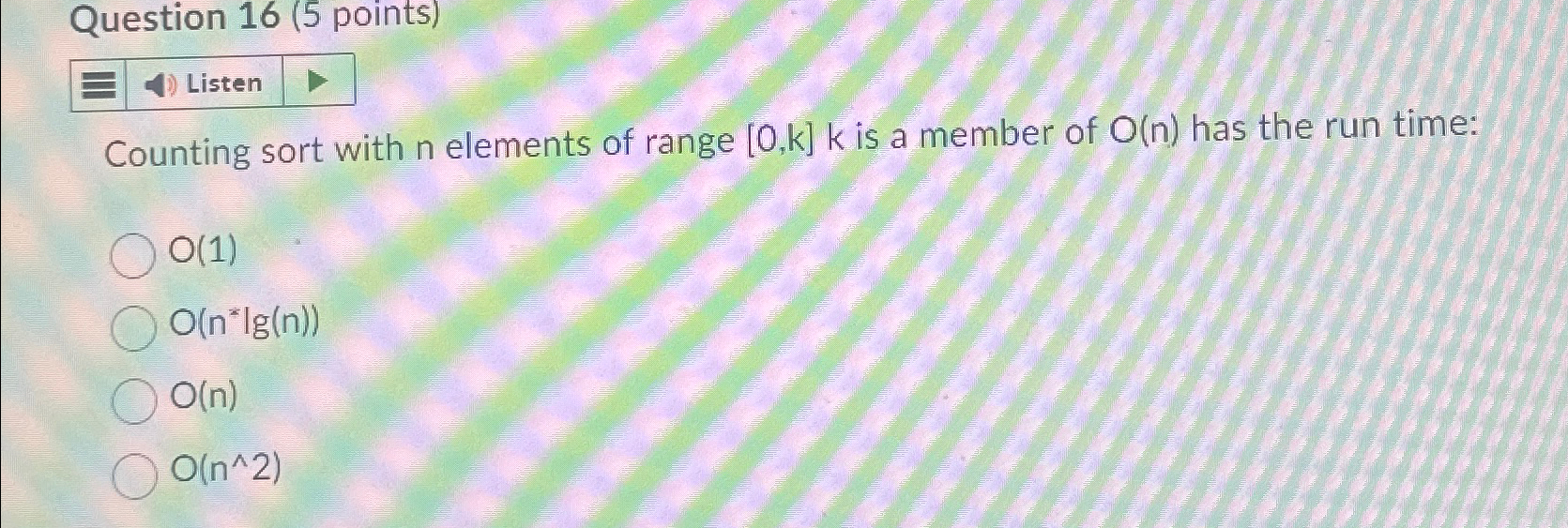 Solved Counting sort with n ﻿elements of range [0,k]k ﻿is a | Chegg.com