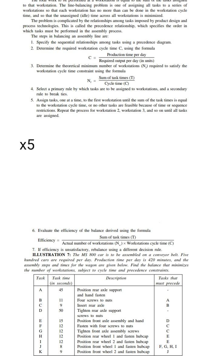 Solved to that workstation. The line-balancing problem is | Chegg.com