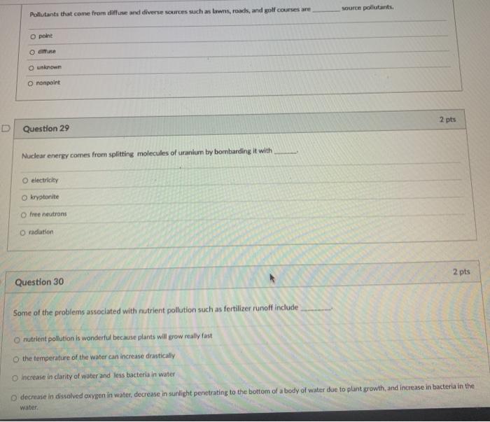 Solved source pollutants. Pollutants that come from diffuse | Chegg.com