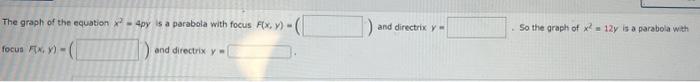 Solved The graph of the equation x2=4py is a parabola with | Chegg.com