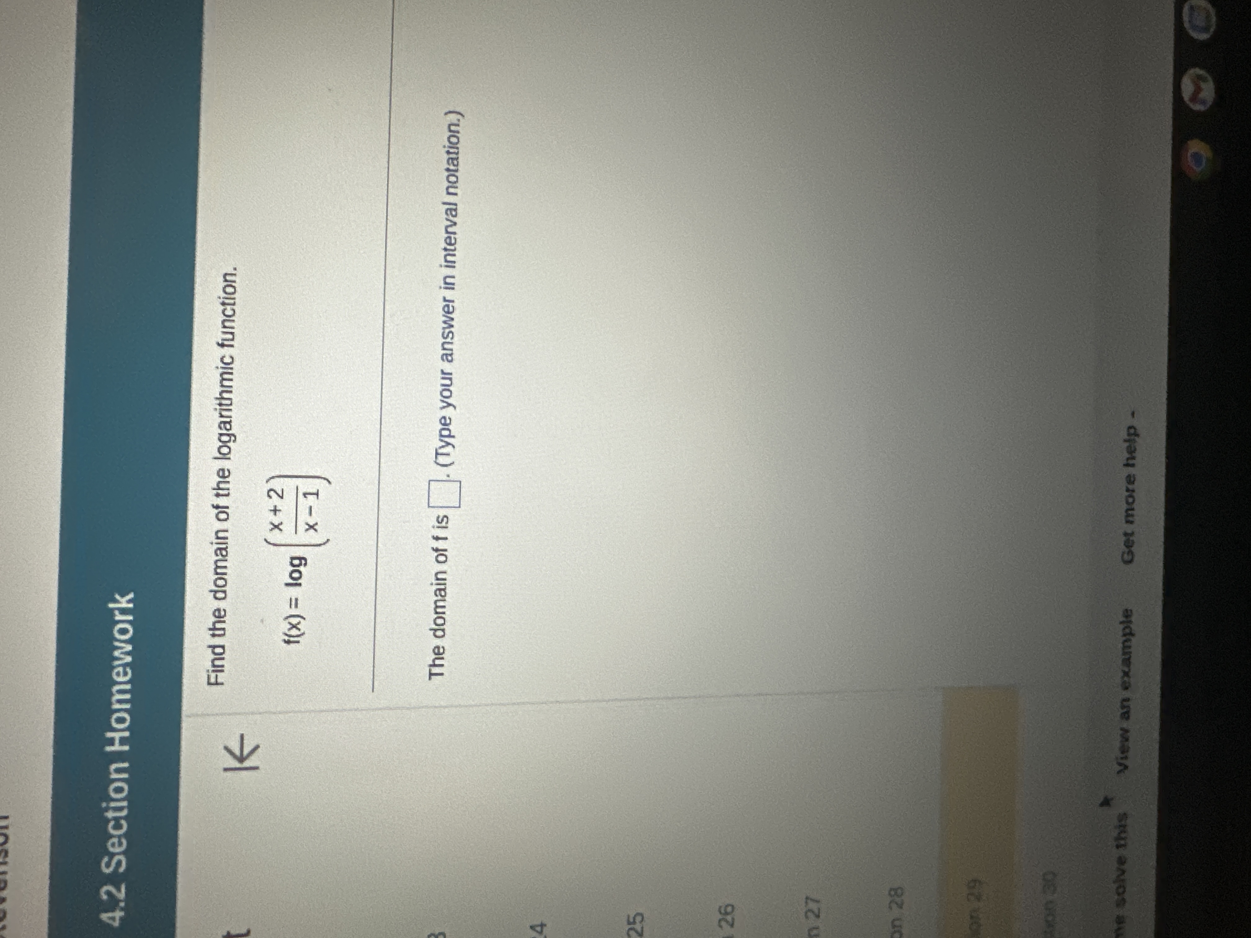 Solved Find the domain of the logarithmic | Chegg.com