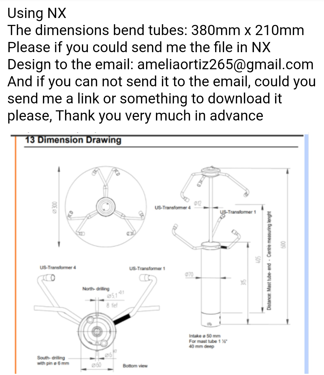 Solved Using NX The dimensions bend tubes: 380mm x 210mm | Chegg.com