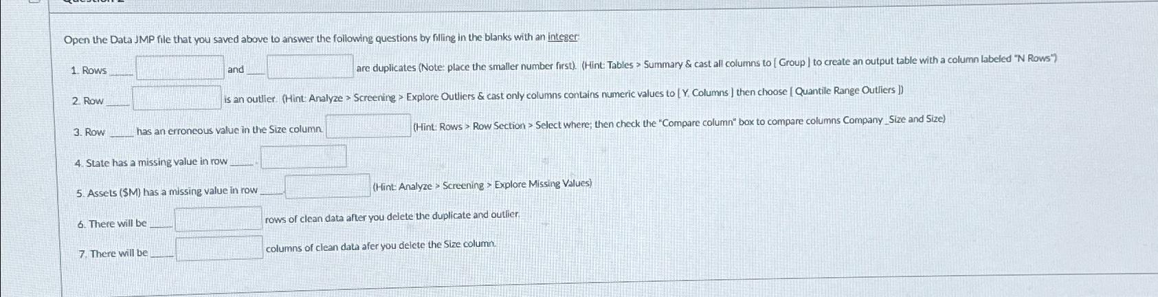 Solved Open the Data JMP file that you saved above to answer | Chegg.com