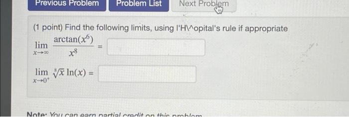 Solved Previous Problem lim 818 Problem List (1 point) Find | Chegg.com