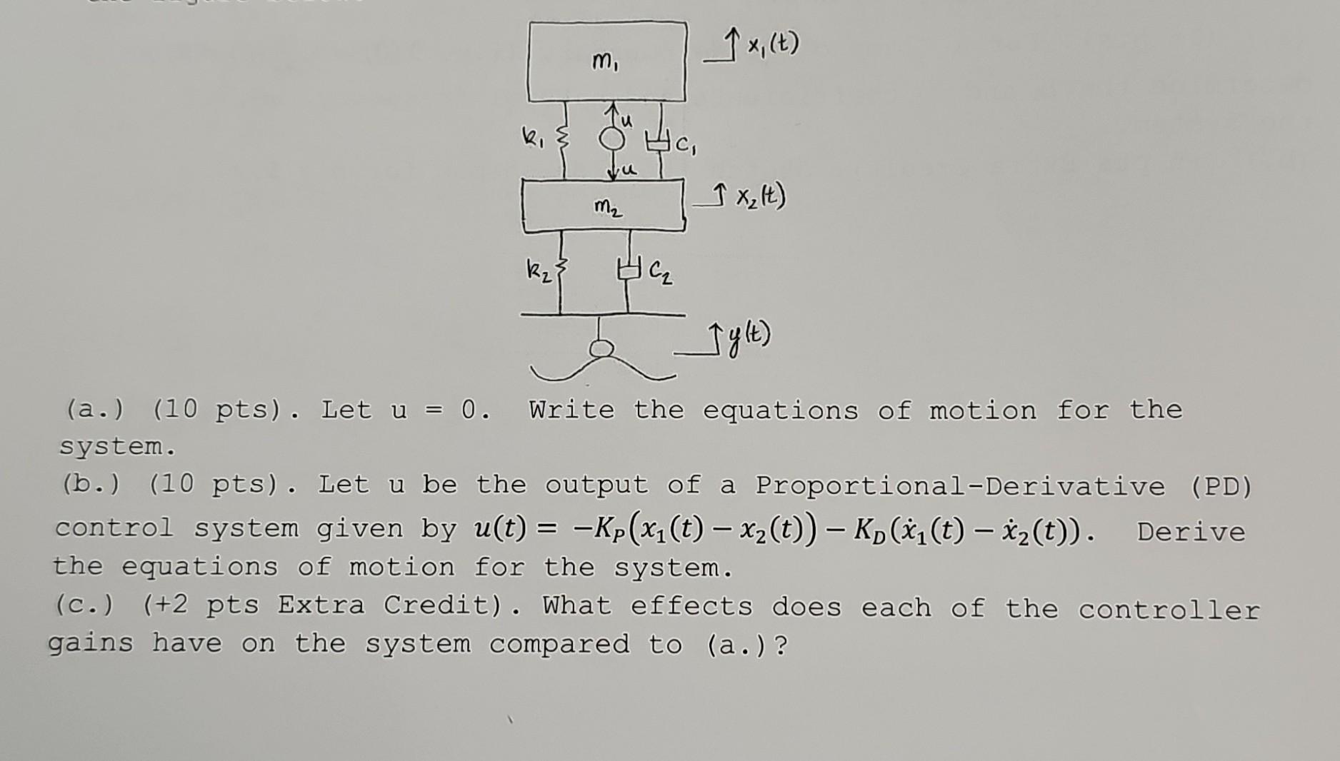 Solved (a.) (10 pts). Let u=0. Write the equations of motion | Chegg.com