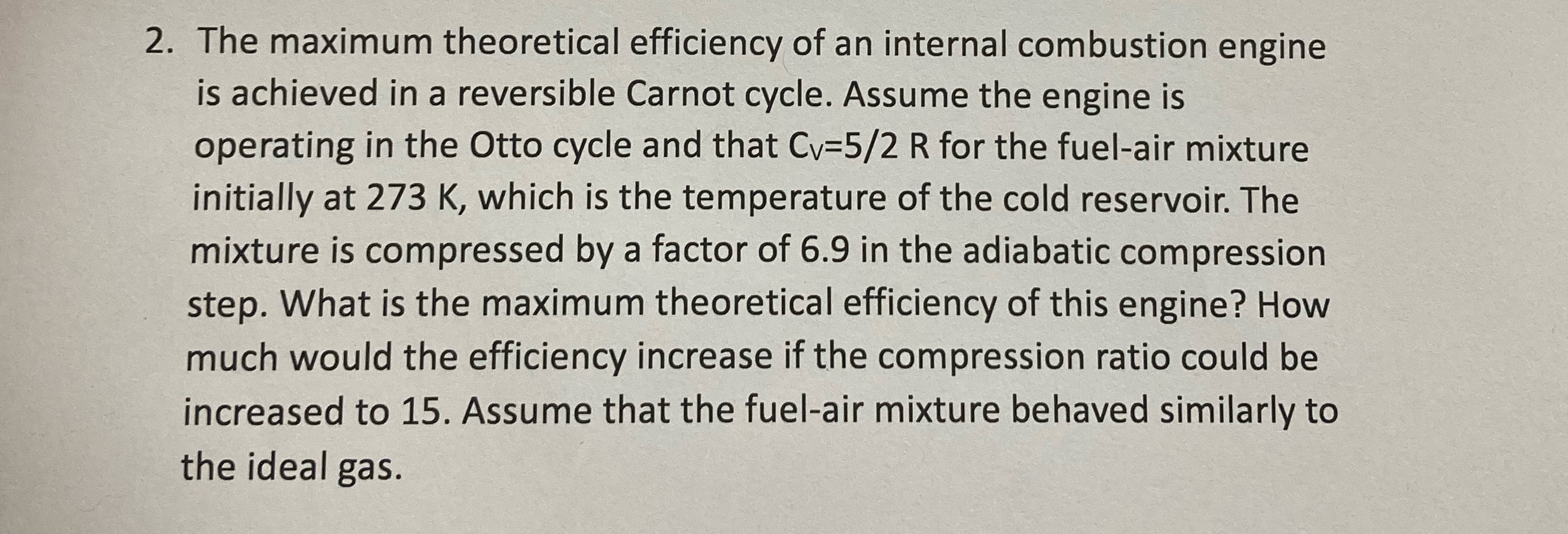 Solved The maximum theoretical efficiency of an internal | Chegg.com