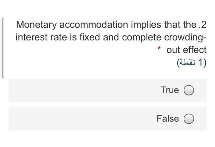 Solved Monetary accommodation implies that the 2 interest | Chegg.com