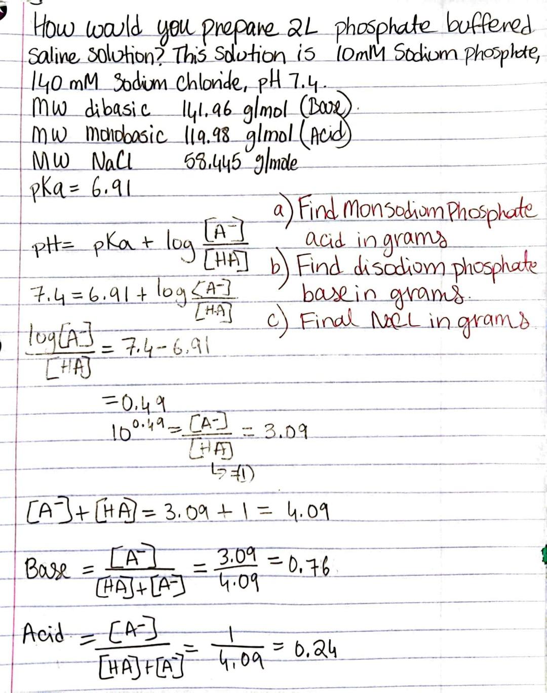 Solved How wald you prepare 2L phosphate buffered saline | Chegg.com