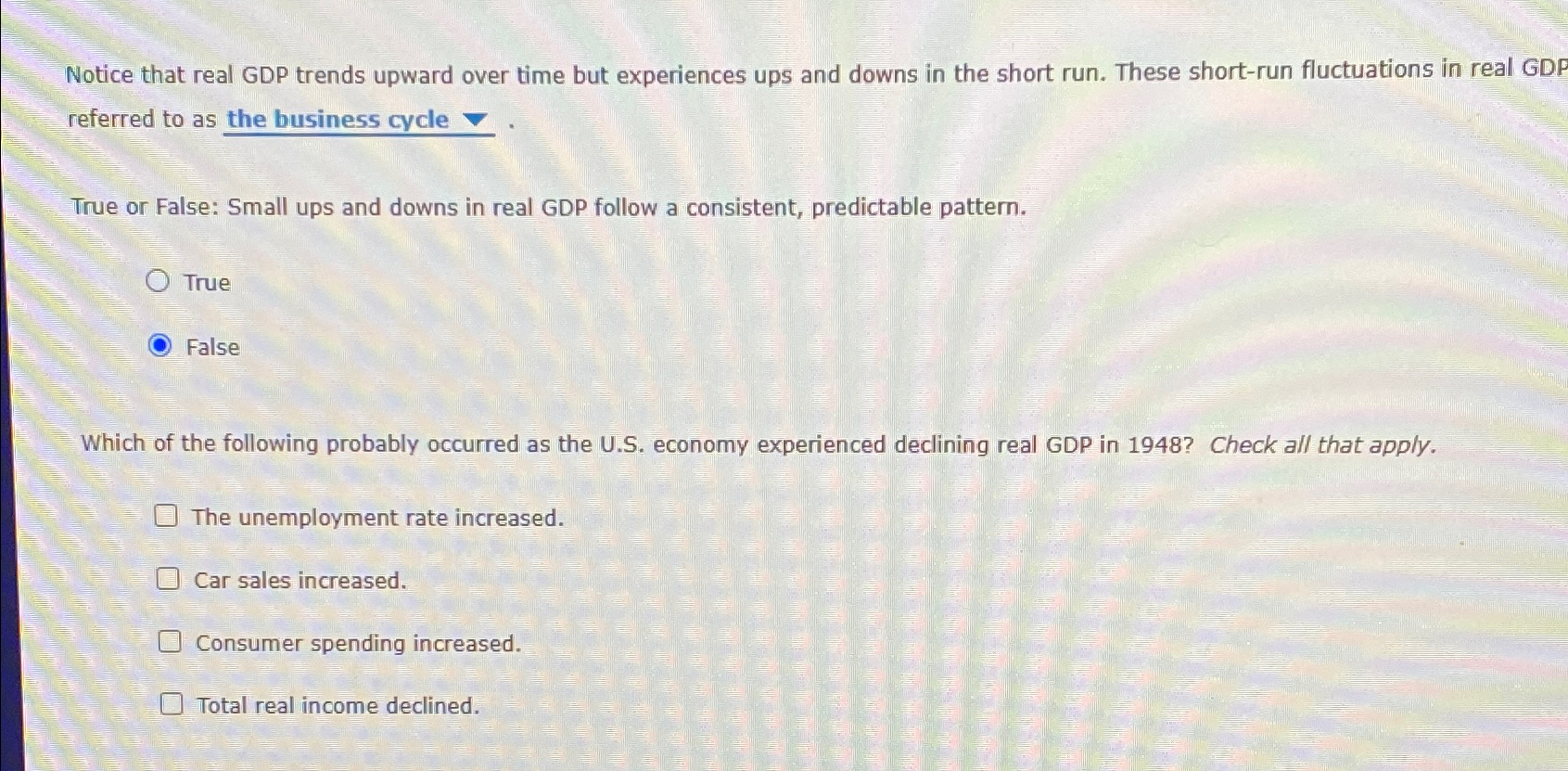 Solved Notice that real GDP trends upward over time but | Chegg.com