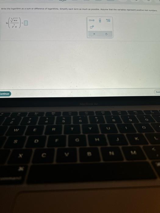 Solved Write the logarithm as a sum or difference of | Chegg.com
