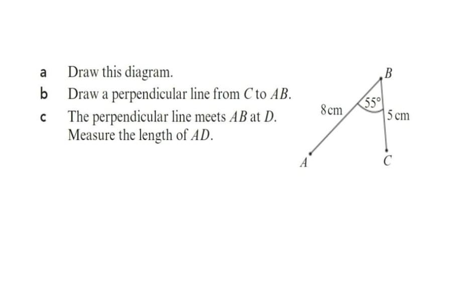 Solved a Draw this diagram. b Draw a perpendicular line from | Chegg.com