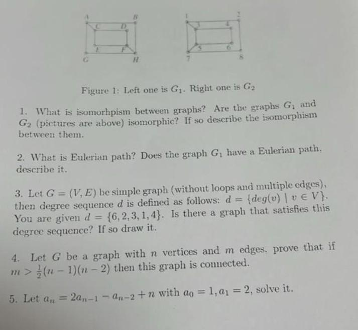 Solved Figure 1: Left one is G1. Right one is G2 1. What is | Chegg.com