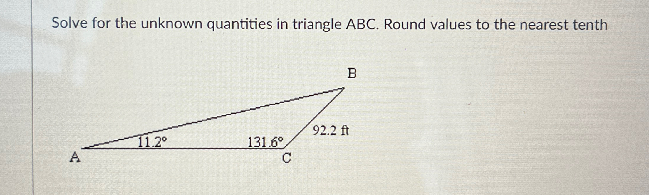 Solved Solve for the unknown quantities in triangle ABC. | Chegg.com