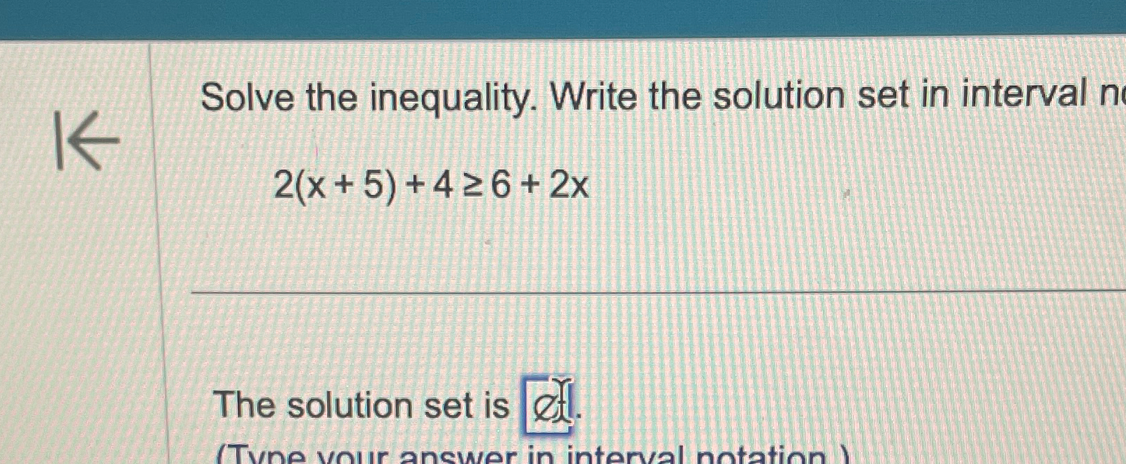 Solved Solve the inequality. Write the solution set in | Chegg.com