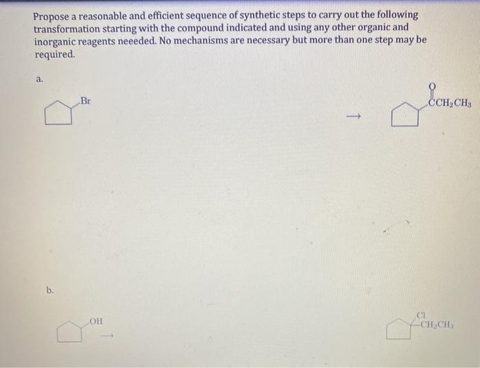 Solved Propose a reasonable and efficient sequence of | Chegg.com
