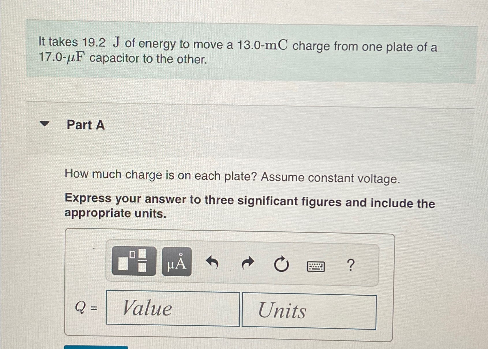 Solved It takes 19.2 ﻿J of energy to move a 13.0- mC ﻿charge | Chegg.com